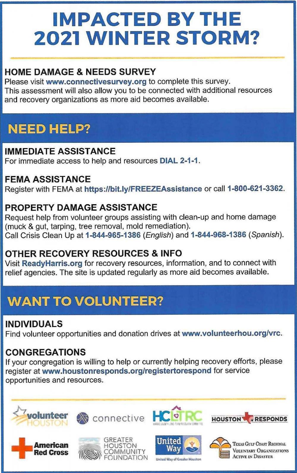 2021 Winter Storm Damage Help Information | City of Brookshire, Texas