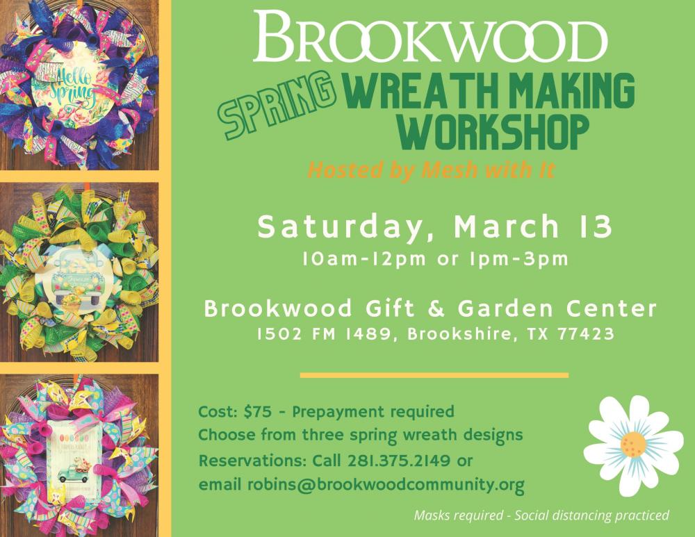 Brookwood Spring Wreath Making Workshop | City of Brookshire, Texas