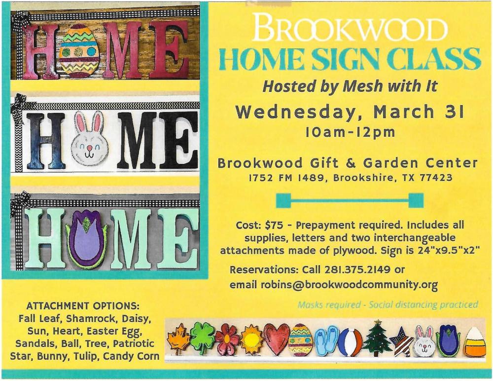 Home Sign Class | City of Brookshire, Texas