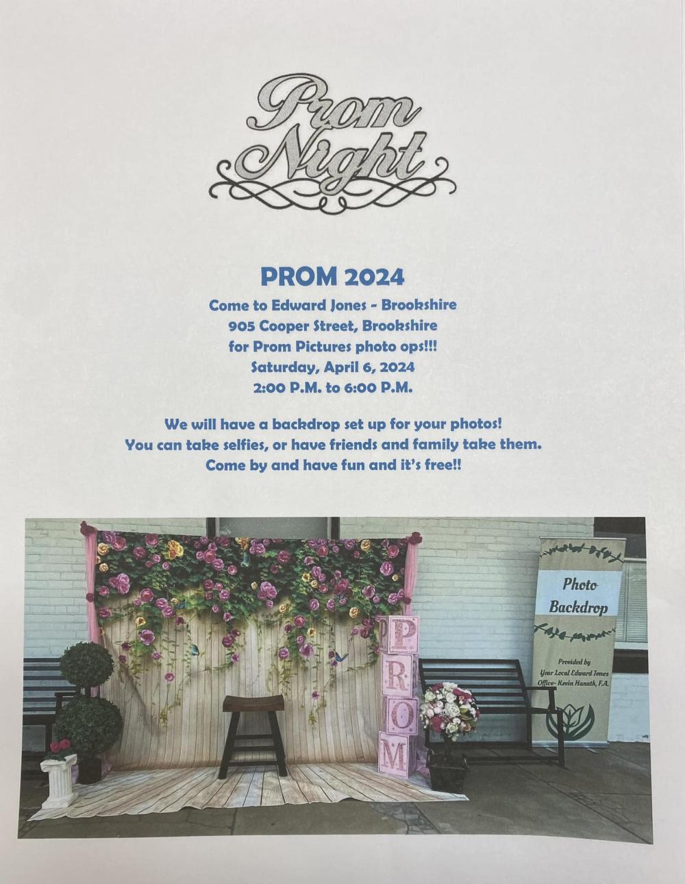 Prom Night 2024 Photo Backdrop | City of Brookshire, Texas